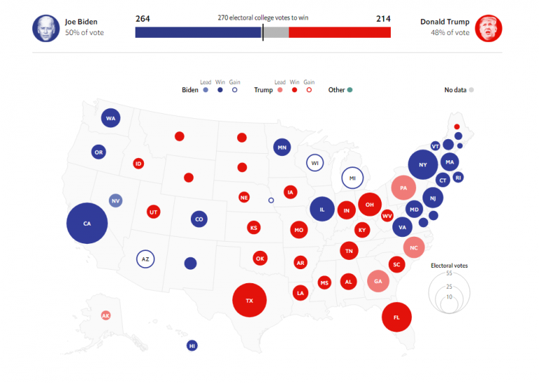Election Maps Visualizing 2020 U S Presidential Electoral Vote Results