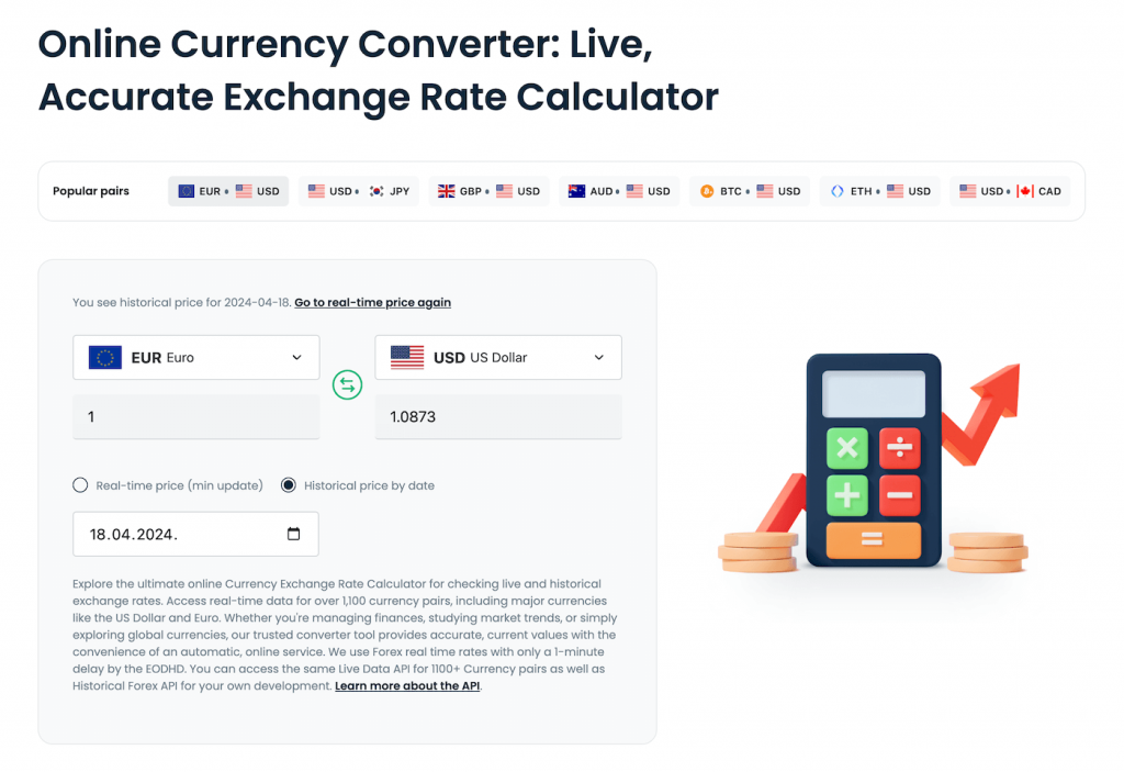 Powering Financial Charts in Free Online Currency Converter by EODHD